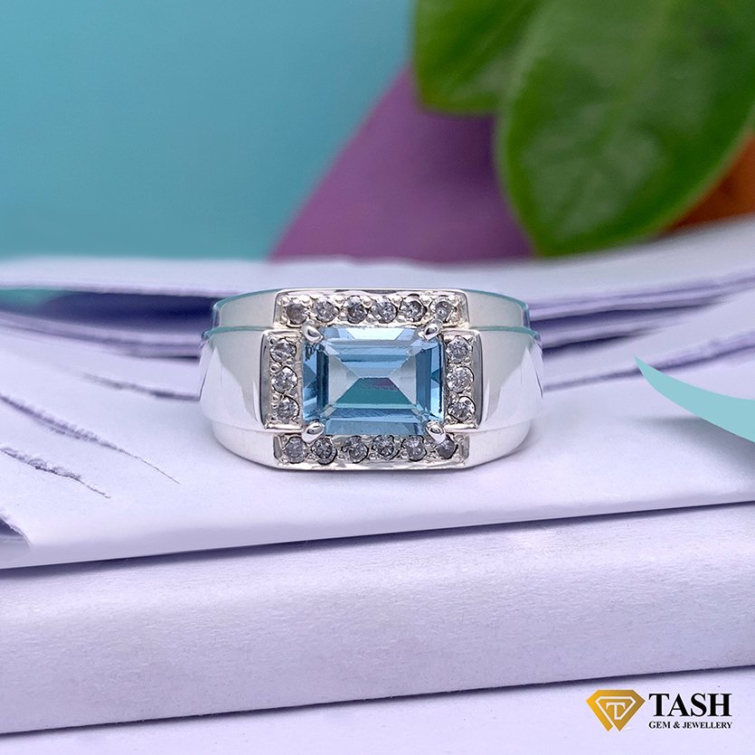 Men's Designer Blue Topaz Ring - tashlk.com
