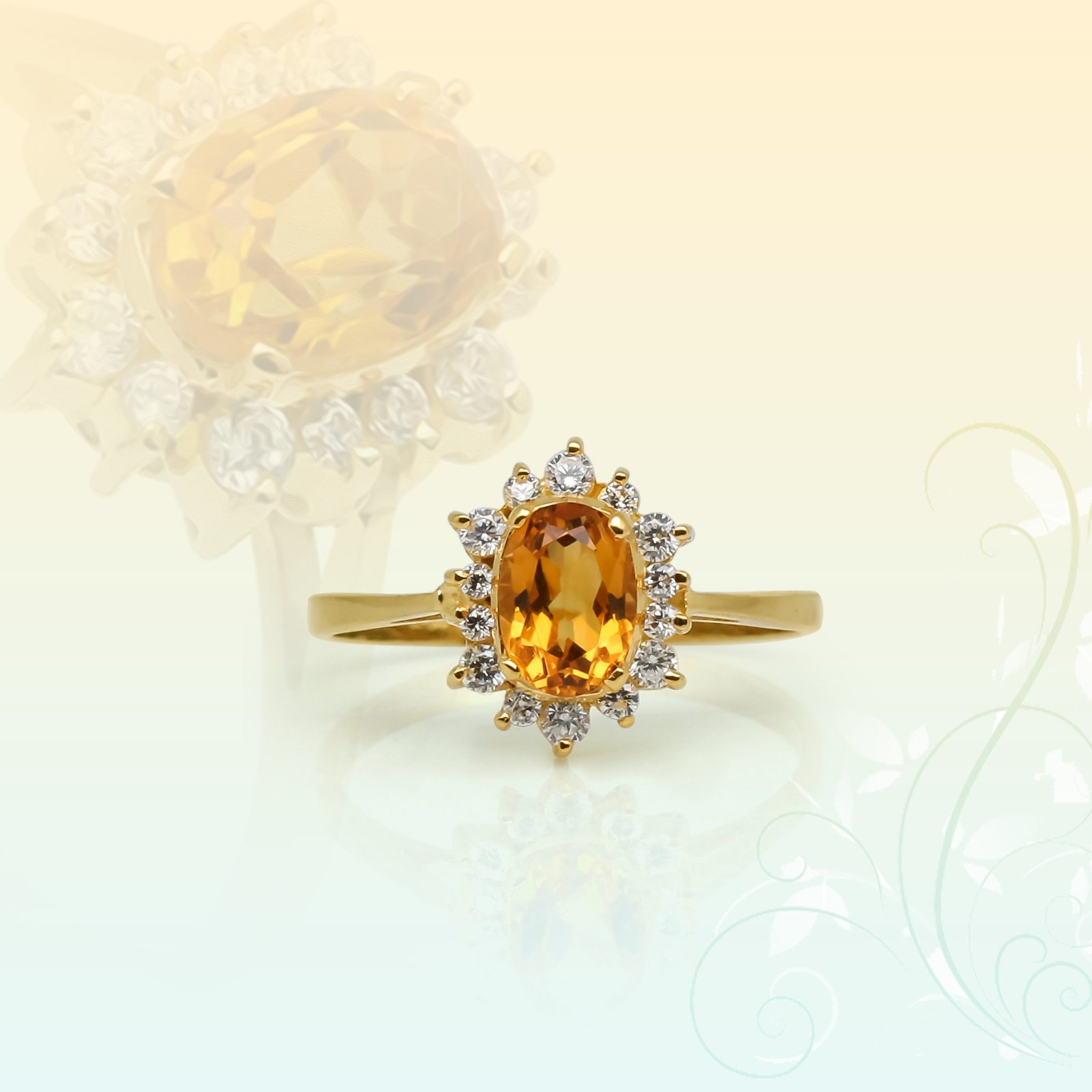 Designer Citrine Cluster Ring - tashlk.com